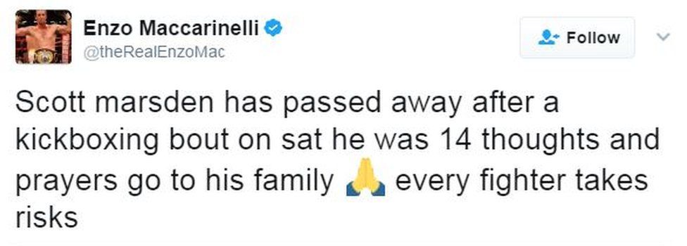 Kickboxer Scott Marsden, 14, dies after Leeds title fight - BBC News