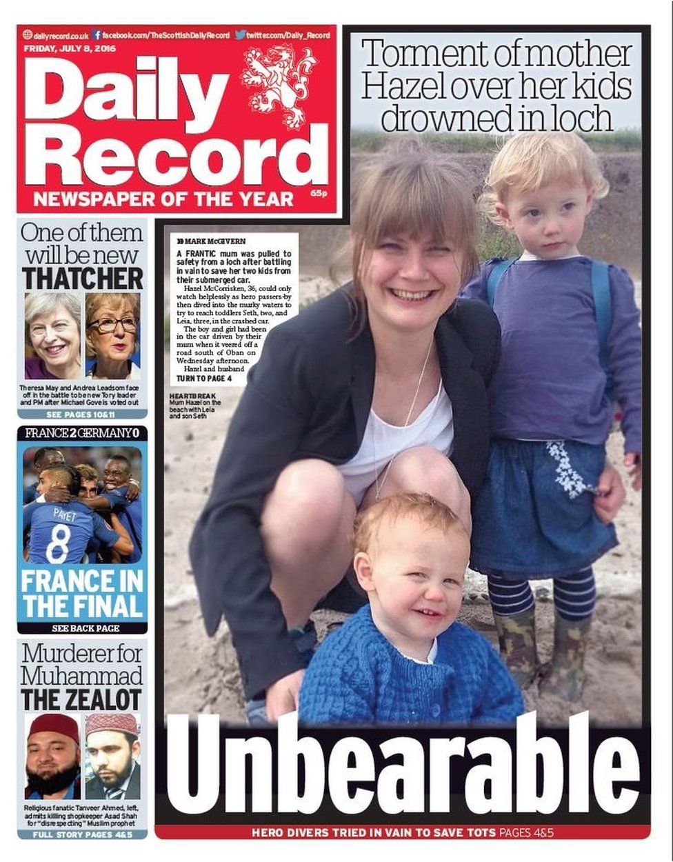 Scotland's papers: Loch tragedy and Tory leadership bid - BBC News