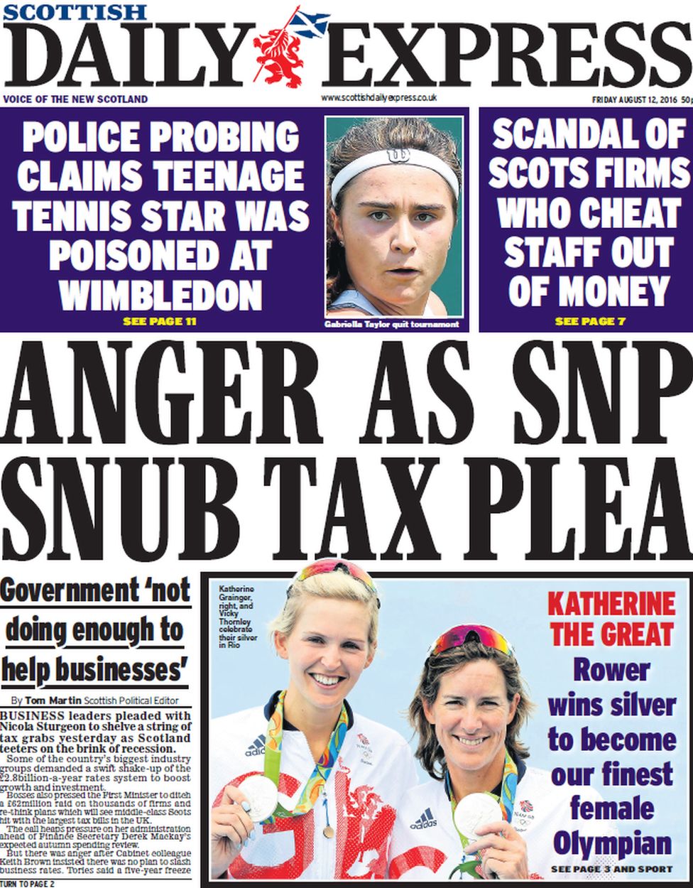 Scotland's papers: 'Katherine The Great' and TV's Meldrew ill - BBC News