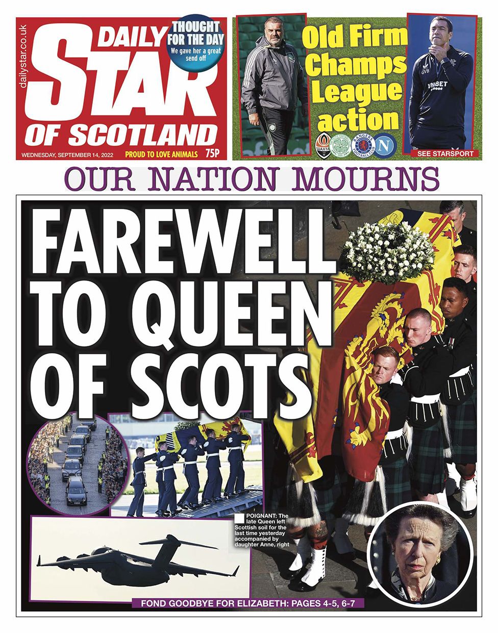 Scotland's papers: Nation bids final farewell to the Queen of Scots ...