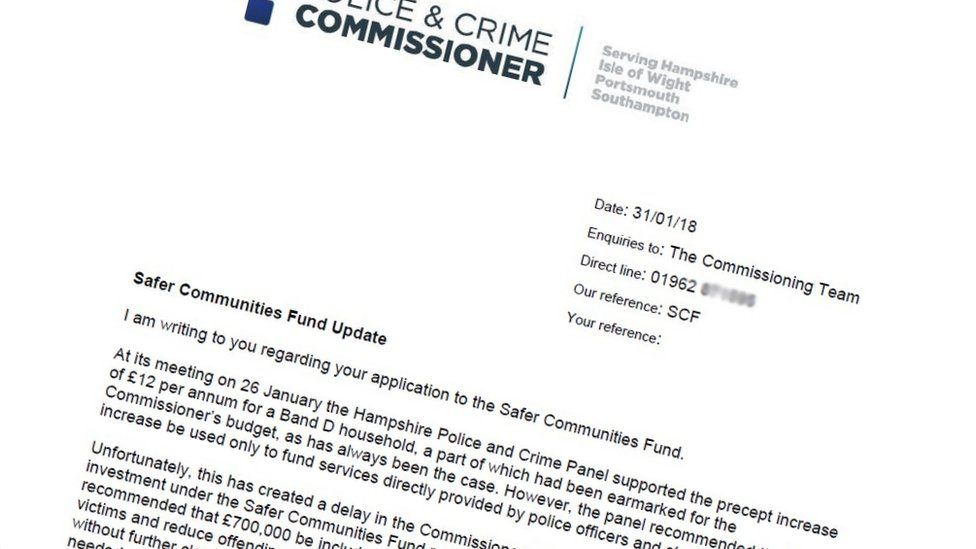 Charities' concern over Hampshire PCC funding row - BBC News