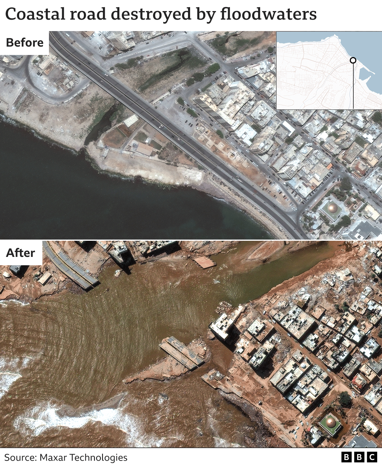 Libya flood: Satellite images and aerial photographs show destruction ...
