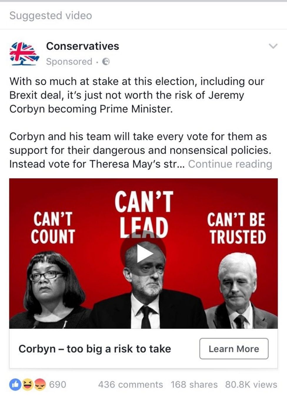 The rise of Tory attack ads on Facebook - BBC News