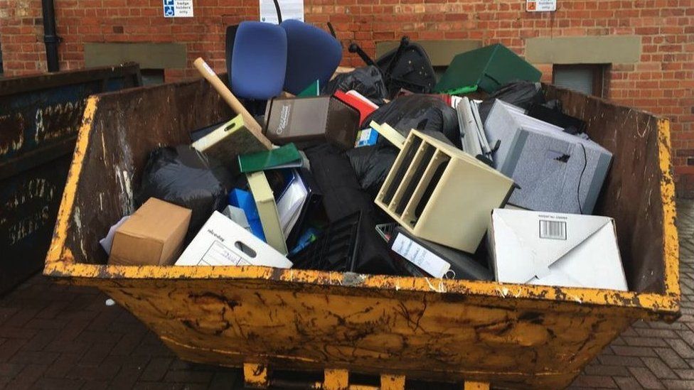 Bank details among files found in Gloucester council skip - BBC News