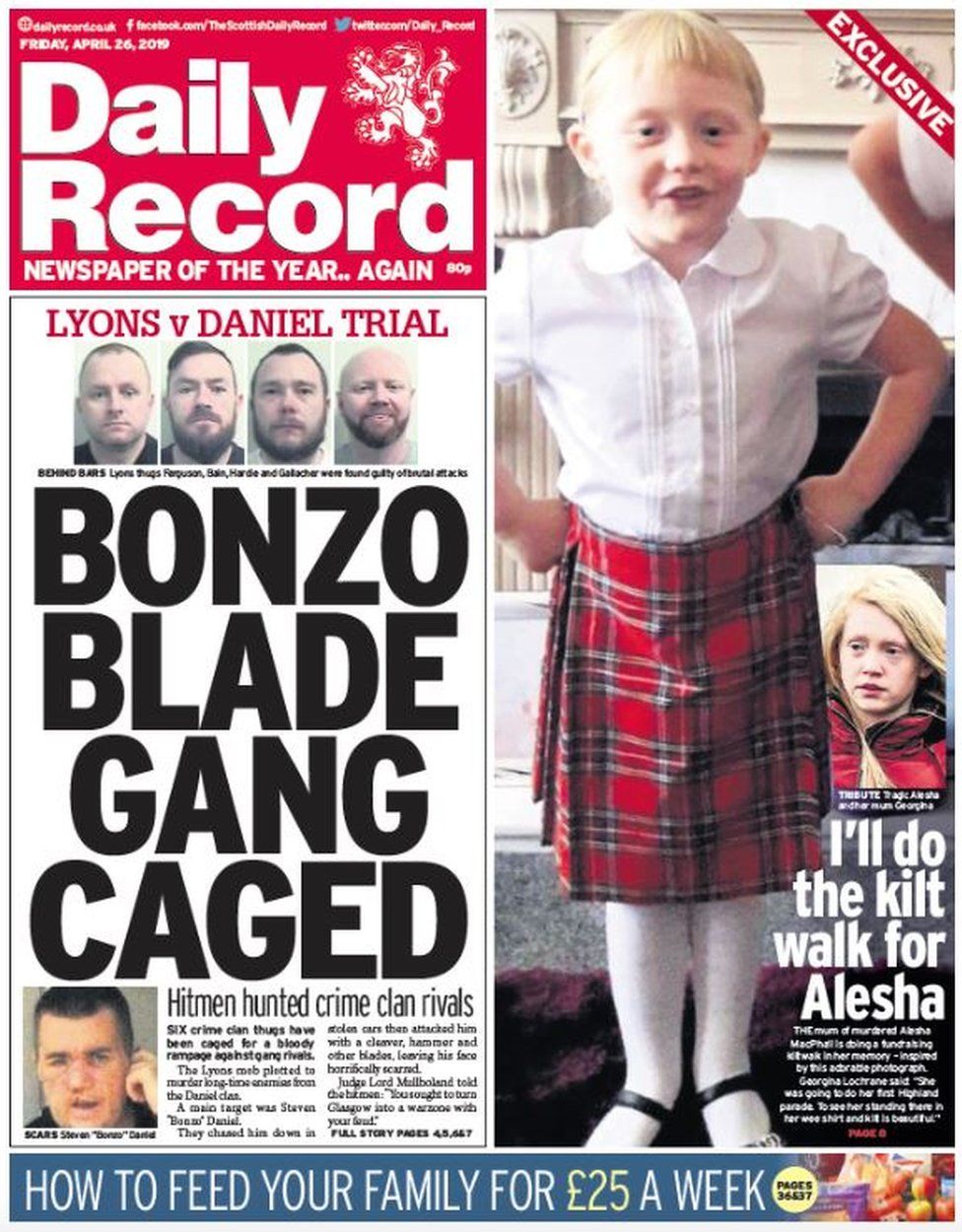 Scotland's papers: 'Gangster warzone' and police call after security ...
