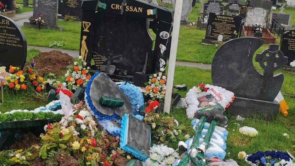 Warren Crossan: Murder victim's Milltown grave vandalised - BBC News
