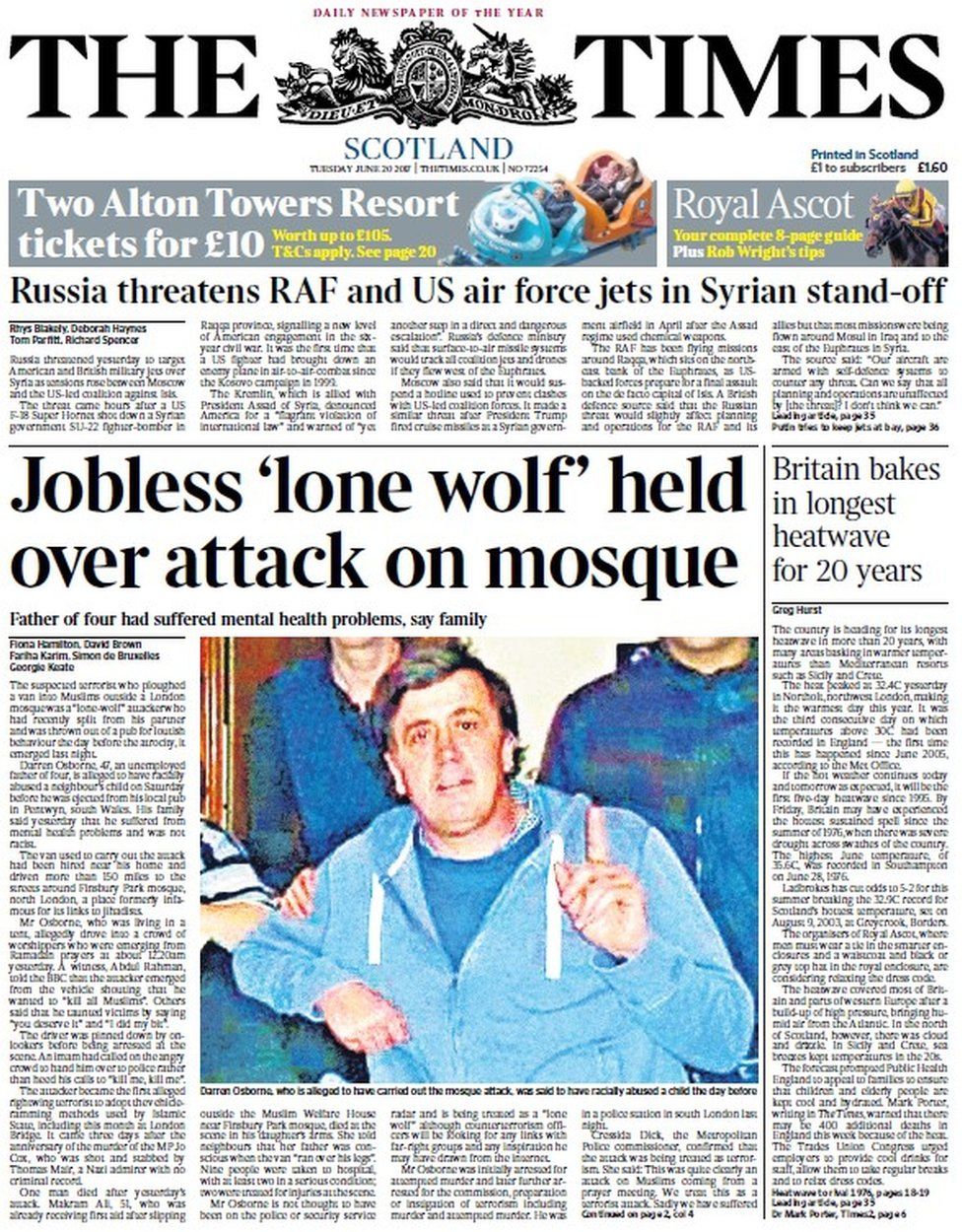 Scotland's papers: Mosque suspect identified - BBC News