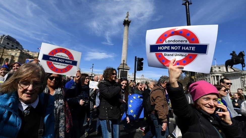 Thousands take to streets in anti-Brexit London march - BBC News