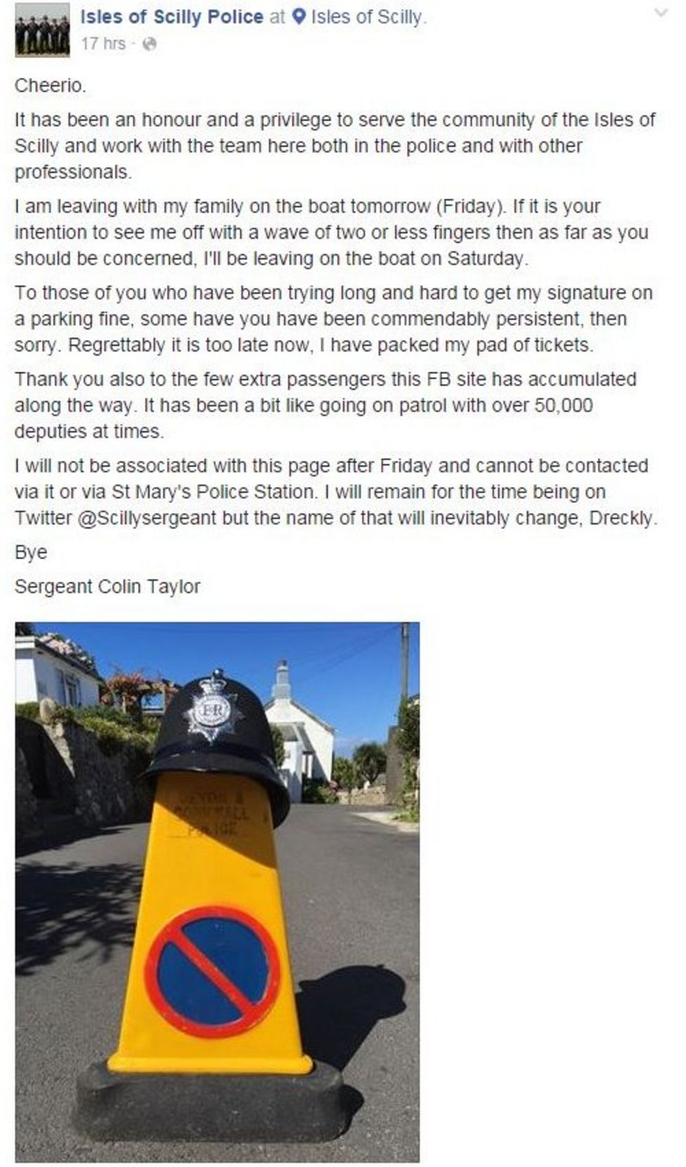 The Isles of Scilly police sergeant who found global fame - BBC News