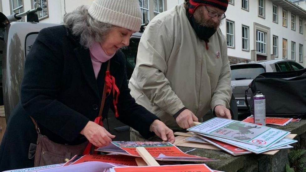 Protesters Gather Ahead Of Guernsey States Debate On Gst Bbc News