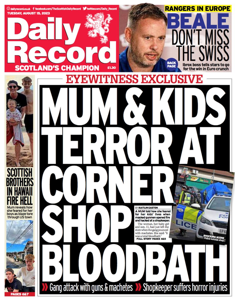 Scotland's papers: Firearm attack and teens die in rave tragedy - BBC News