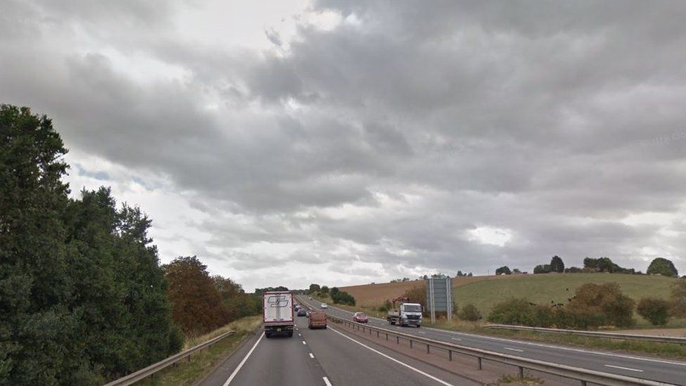 Biker hit by cars after barrier crash on A34 at East Ilsley - BBC News