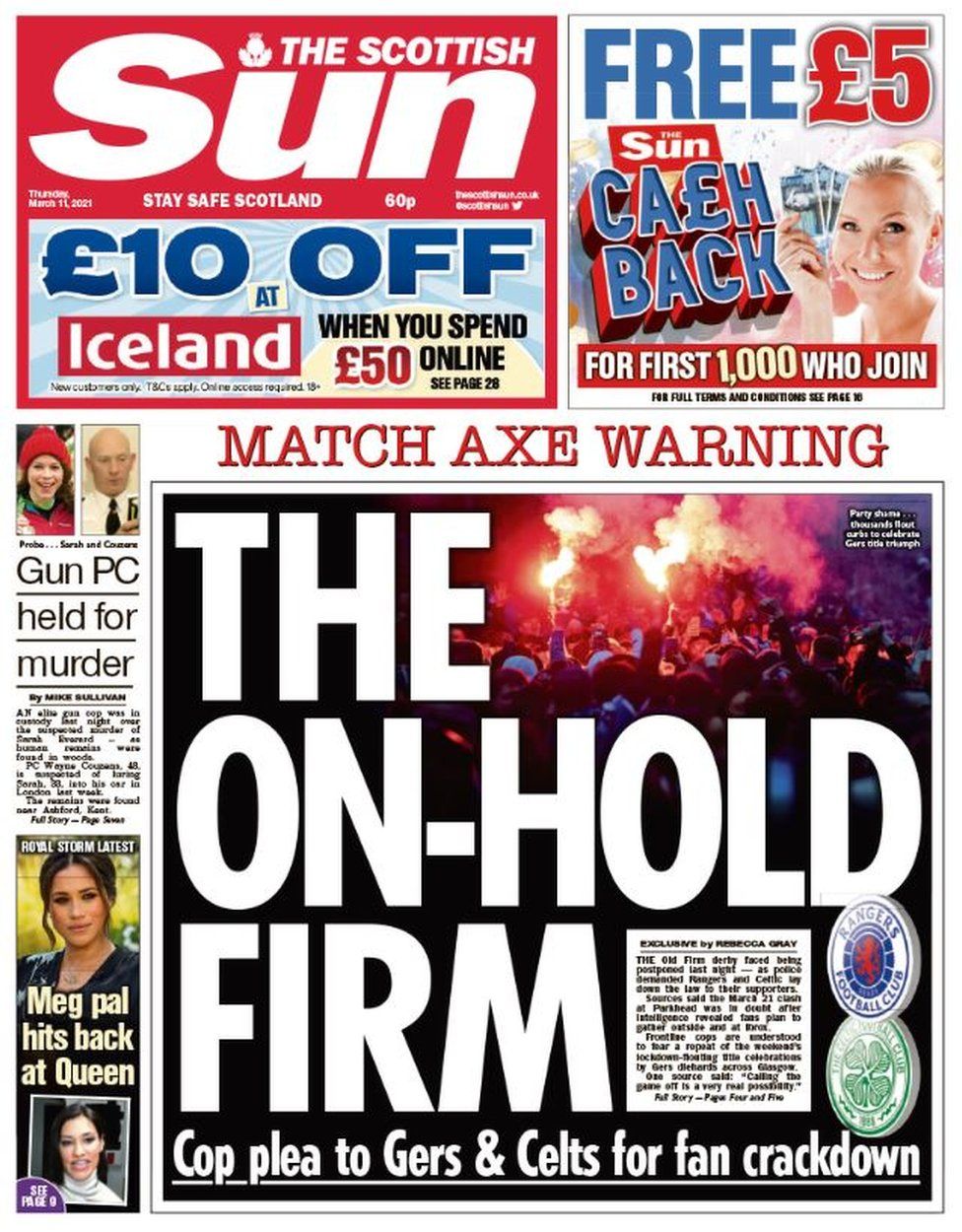 Scotland's papers: Old Firm game 'on hold' and level 2 hope for April ...