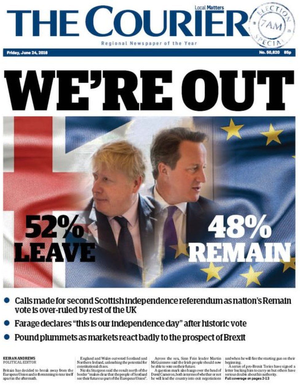 Scotland's papers: Special editions printed to cover Brexit - BBC News