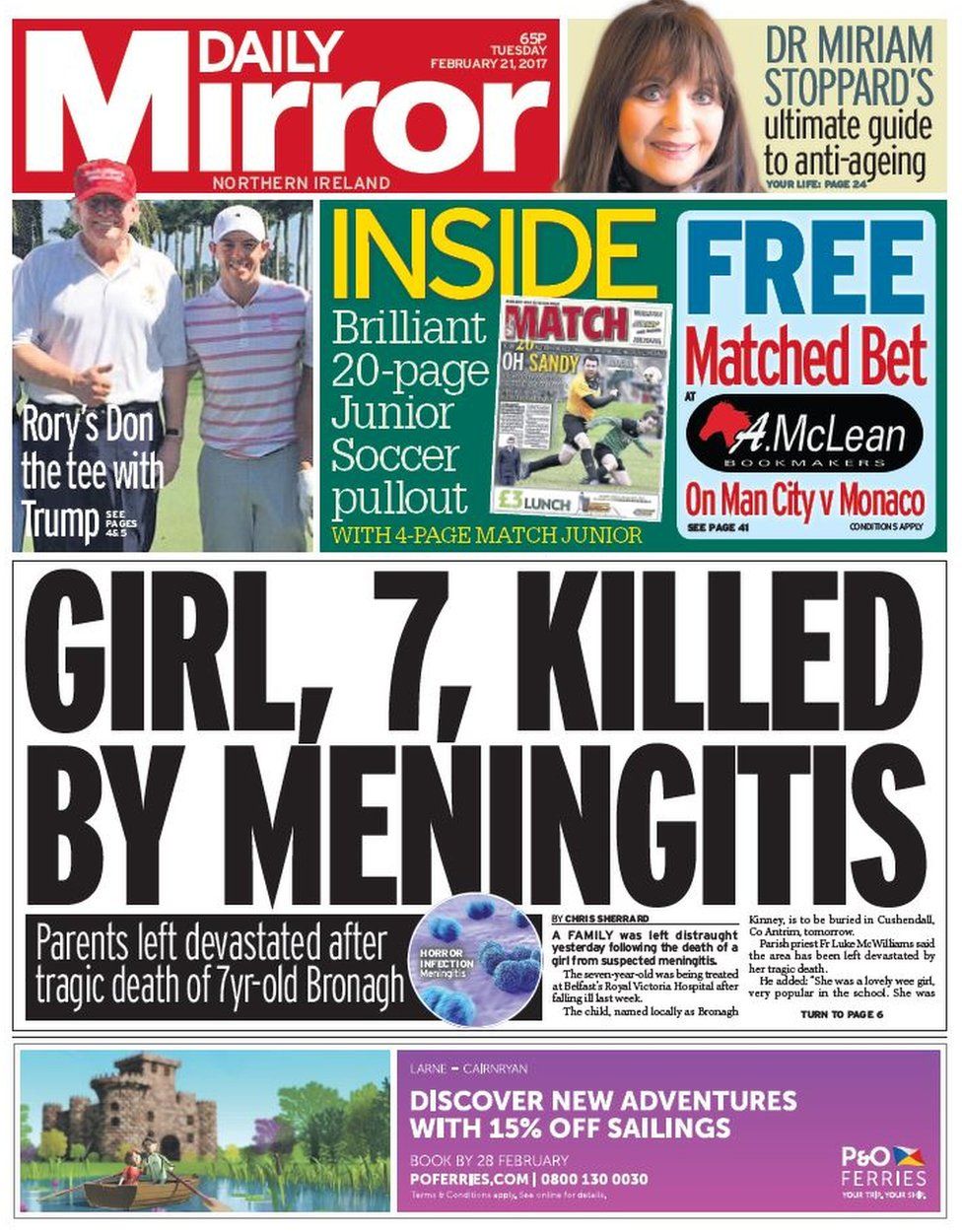 Newspaper headlines: Man flu and when Rory met Donald - BBC News