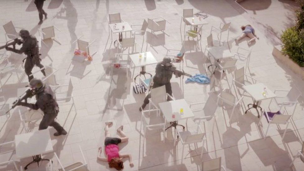 Terror advice video for holidaymakers shows hotel attack - BBC News