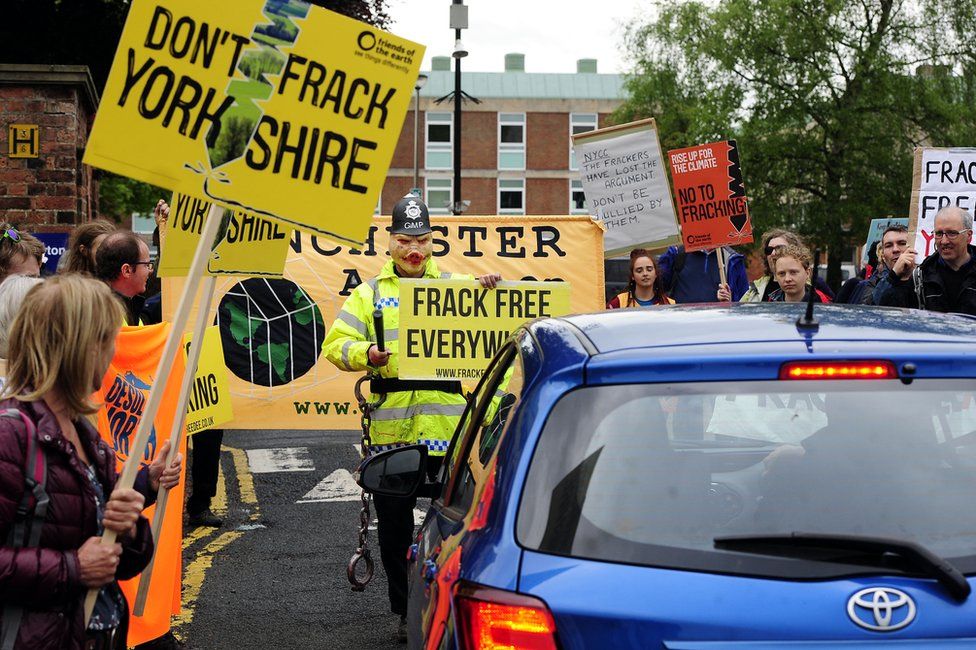 North Yorkshire fracking meeting draws protesters - BBC News