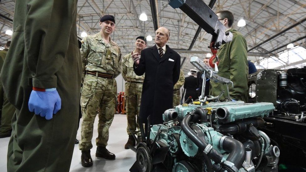 Prince Philip opens Wiltshire military barracks - BBC News