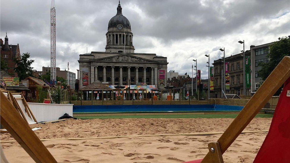 Nottingham's summer beach returns to Old Market Square - BBC News