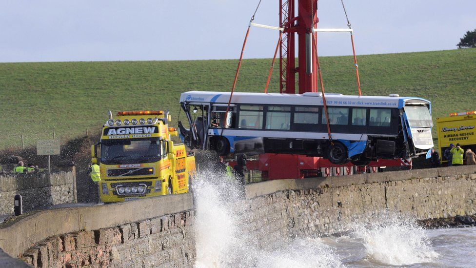 County Down: Bus removed from beach following crash - BBC News