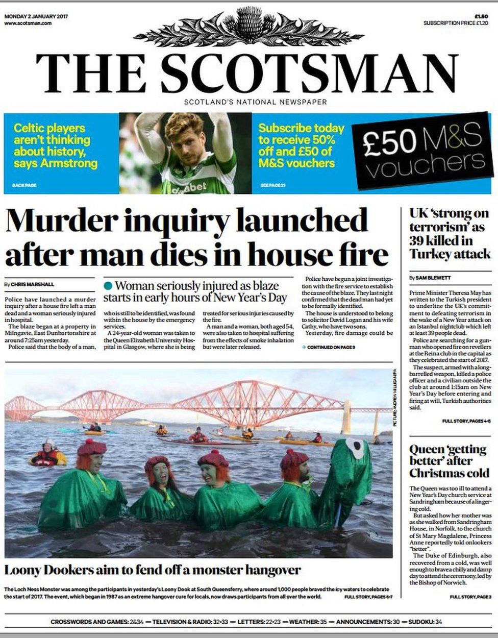 Scotland's papers: New independence poll and 'loony dookers' - BBC News