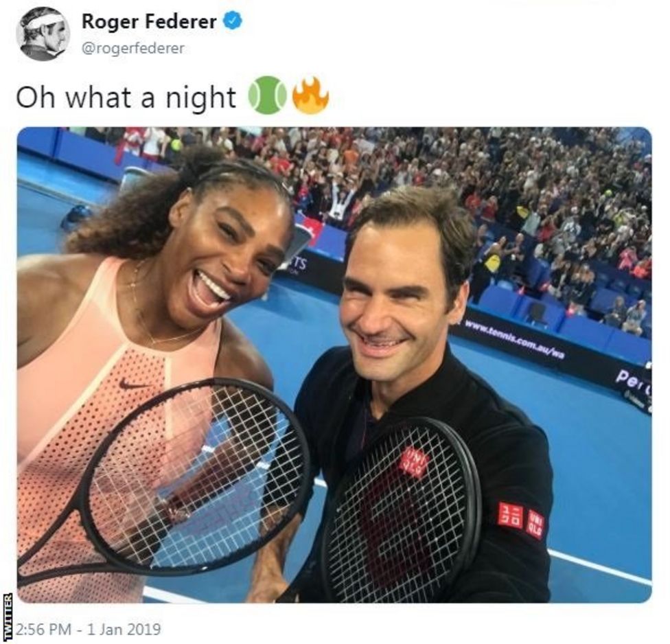 Federer and Williams: Tennis legends meet on court for first time - BBC ...