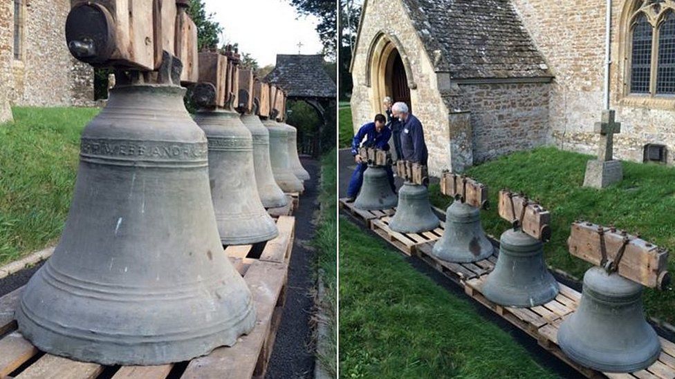 Restored bells returned to Wiltshire church - BBC News