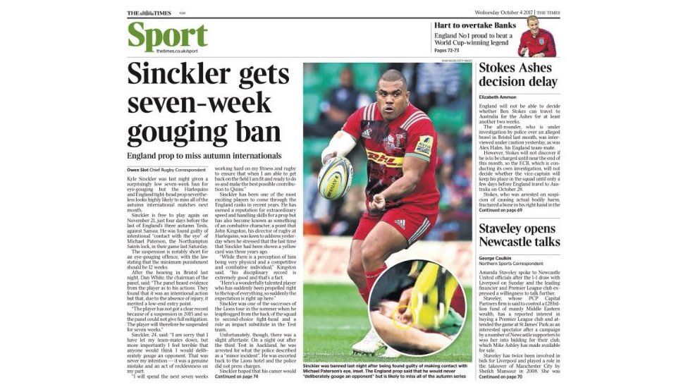 Newspaper back pages - BBC Sport