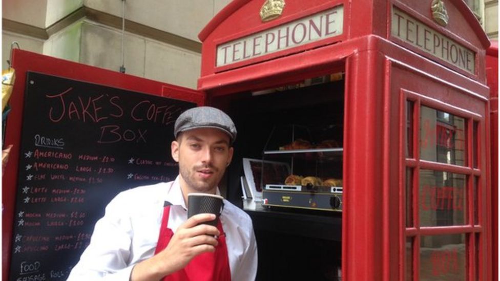 City's 'smallest' coffee shop opens in phone box - BBC News