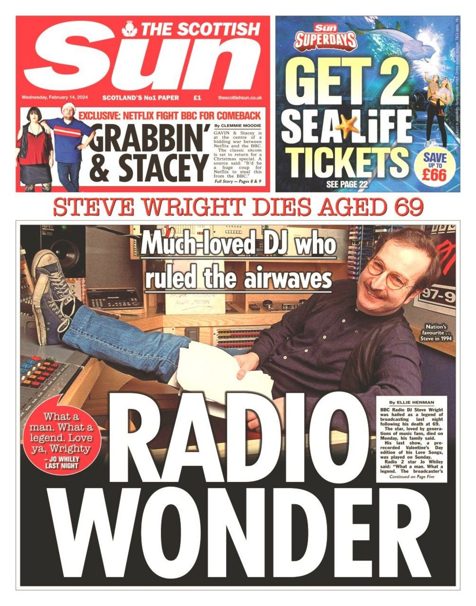 Scotland's papers: Ferries costs soar and death of DJ Wright - BBC News