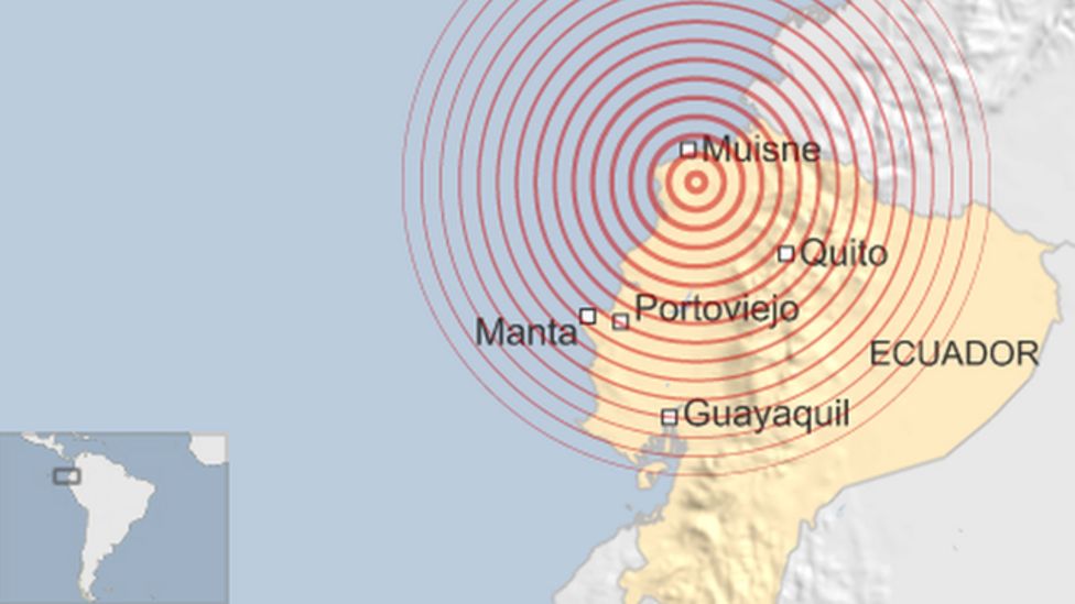 Ecuador earthquake of 7.8 magnitude kills dozens - BBC News