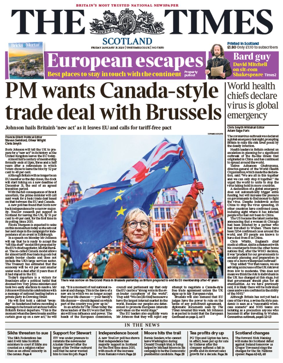 Papers: Commiseration and jubilation as UK leaves the EU - BBC News