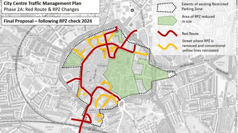Coventry red route which bans stopping gets green light - BBC News