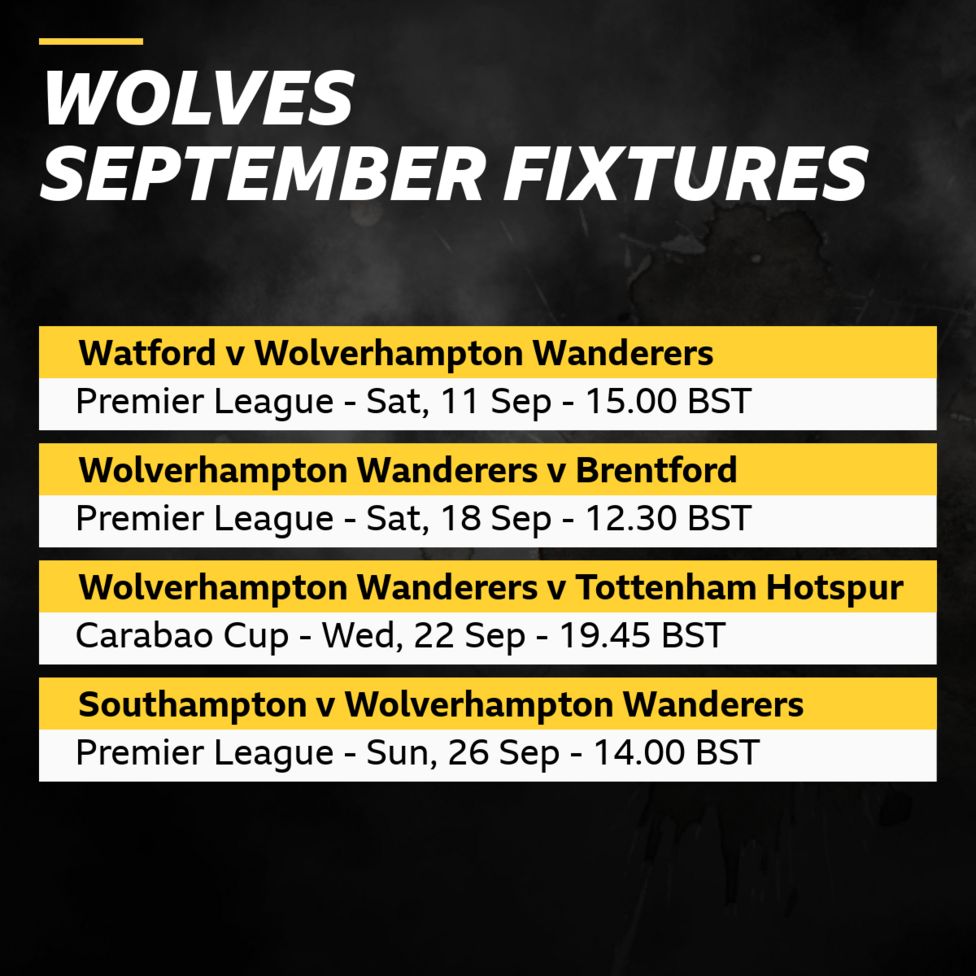 Wolves' September fixtures - BBC Sport
