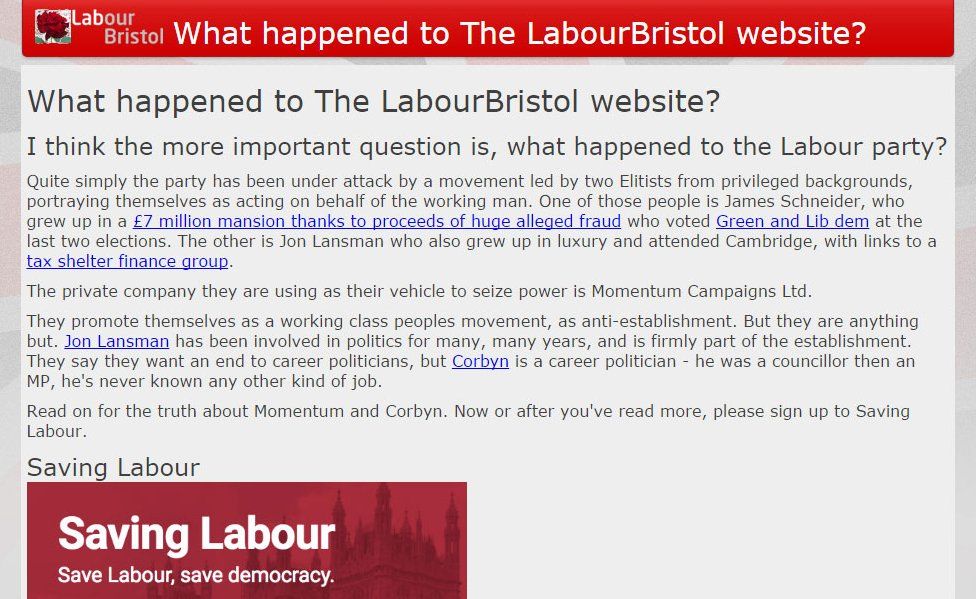 Bristol Labour Party website 'hacked' - BBC News