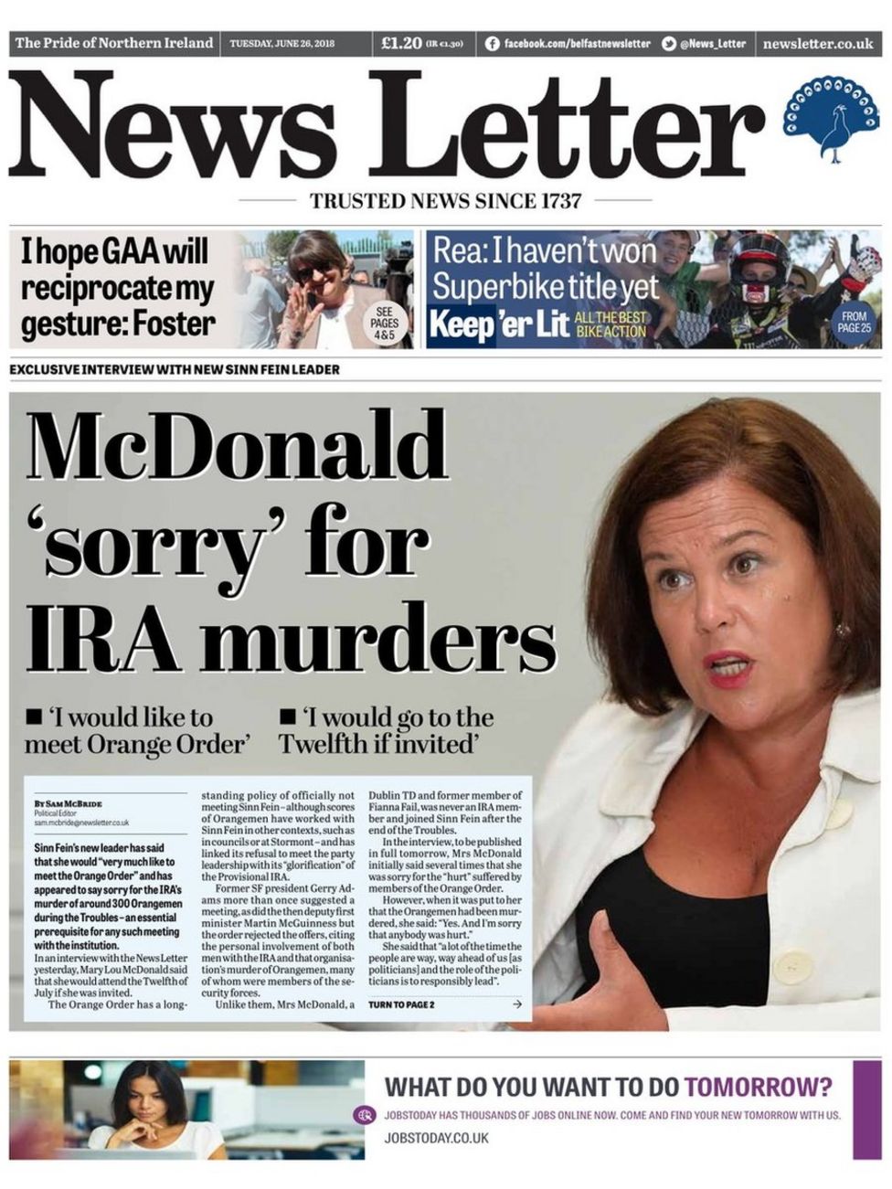 Newspaper headlines: Foster's final still the big talking point - BBC News