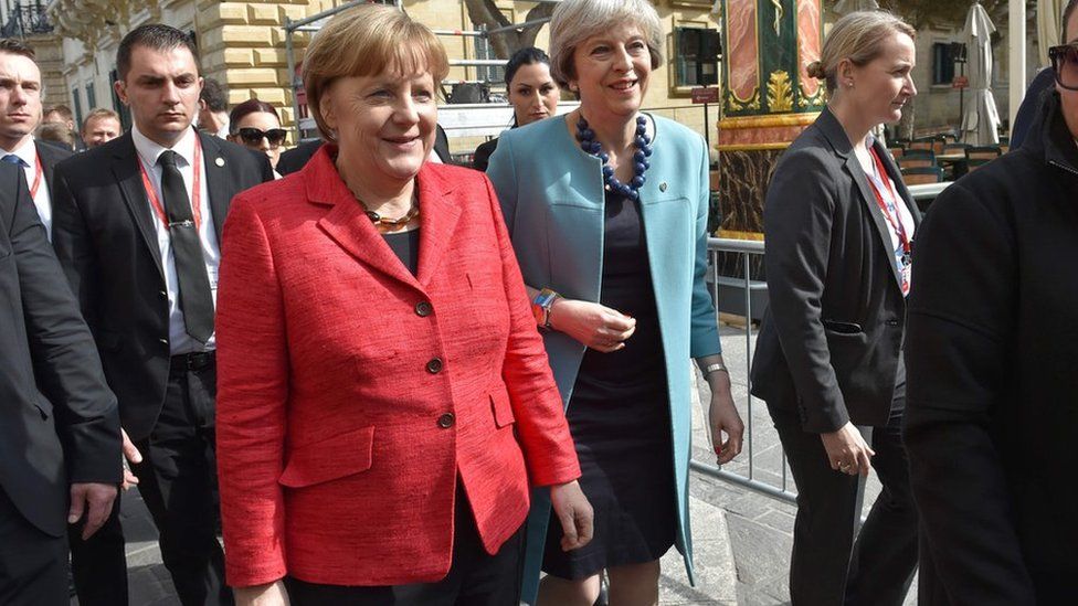 Merkel welcomes May's ambition for a strong Europe - BBC News