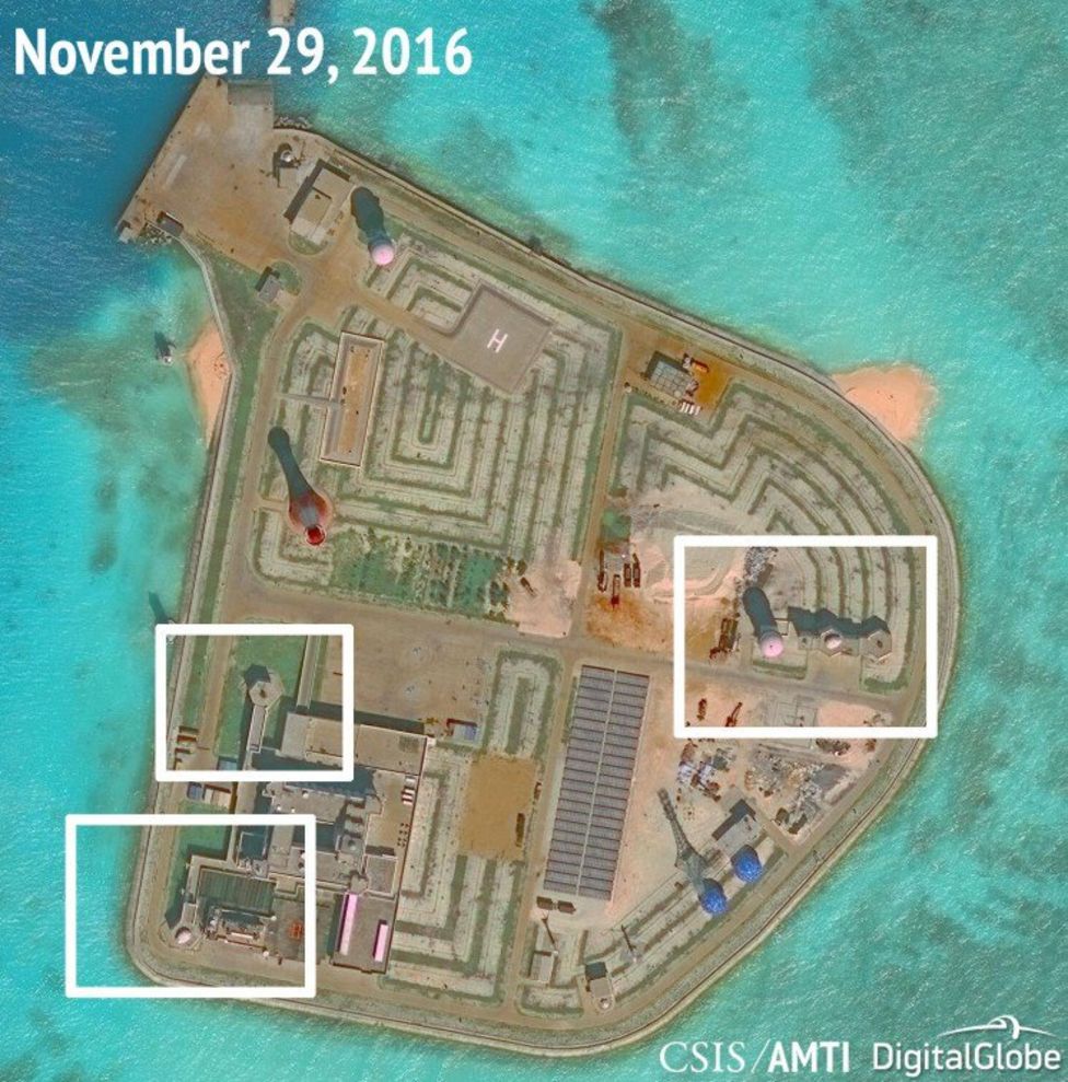 South China Sea: Satellite photos 'show weapons' built on islands - BBC ...