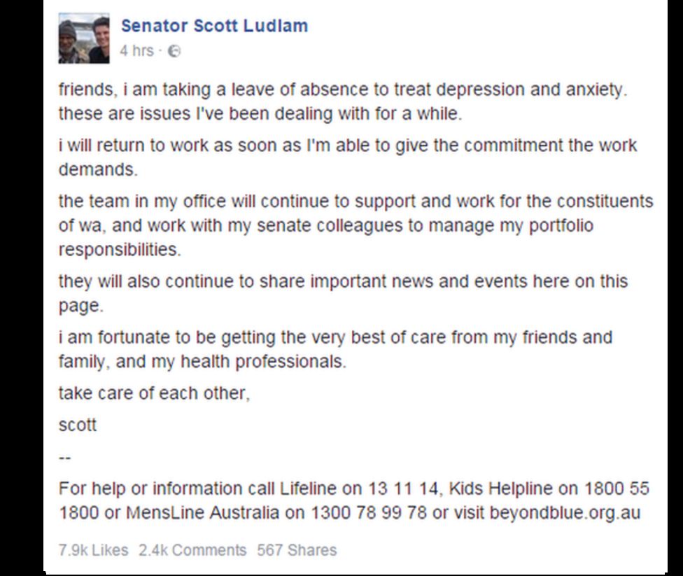 Scott Ludlam: Australian senator takes leave to treat depression and ...