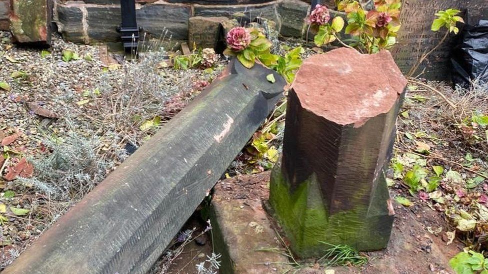 Driver smashes rare ancient cross in church crash - BBC News