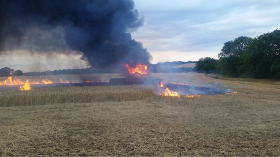 Essex farmer's phone signal plea after combine fire - BBC News