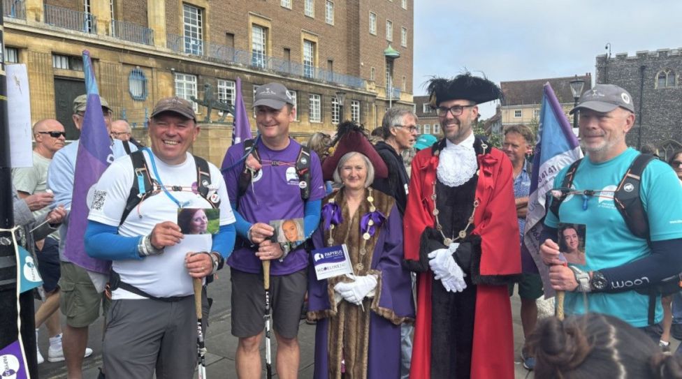 Three Dads Walking complete journey in Norwich - BBC News