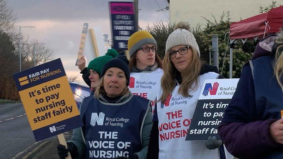 Nurses strike: Thousands join first walkout on 'sad day' - BBC News