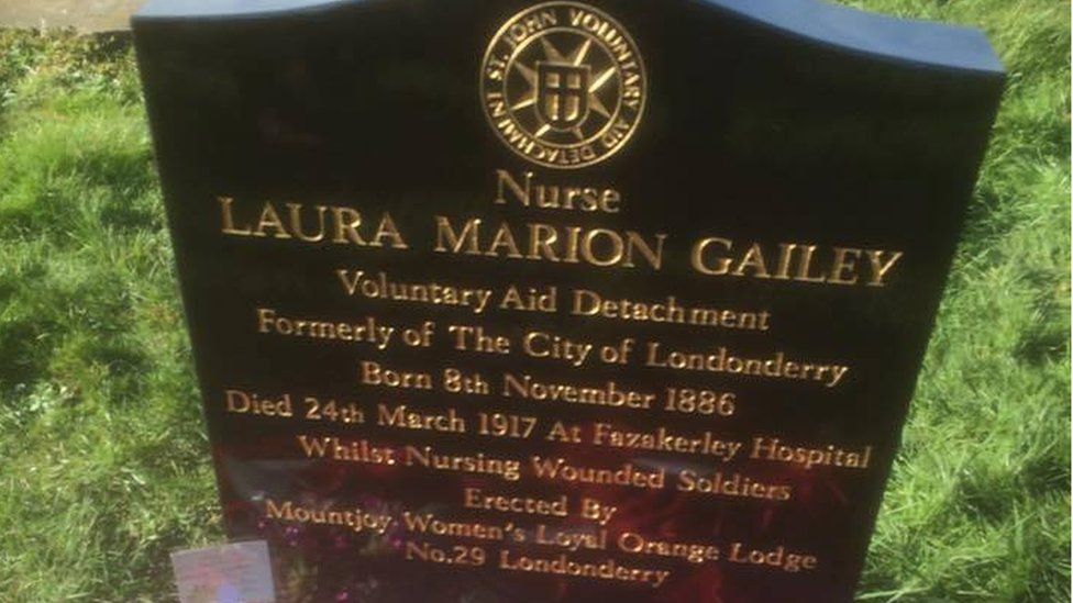 Laura Gailey: Only woman honoured on Derry war memorial - BBC News