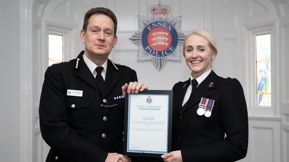 Clacton police officer who saved van driver in crash is commended - BBC ...