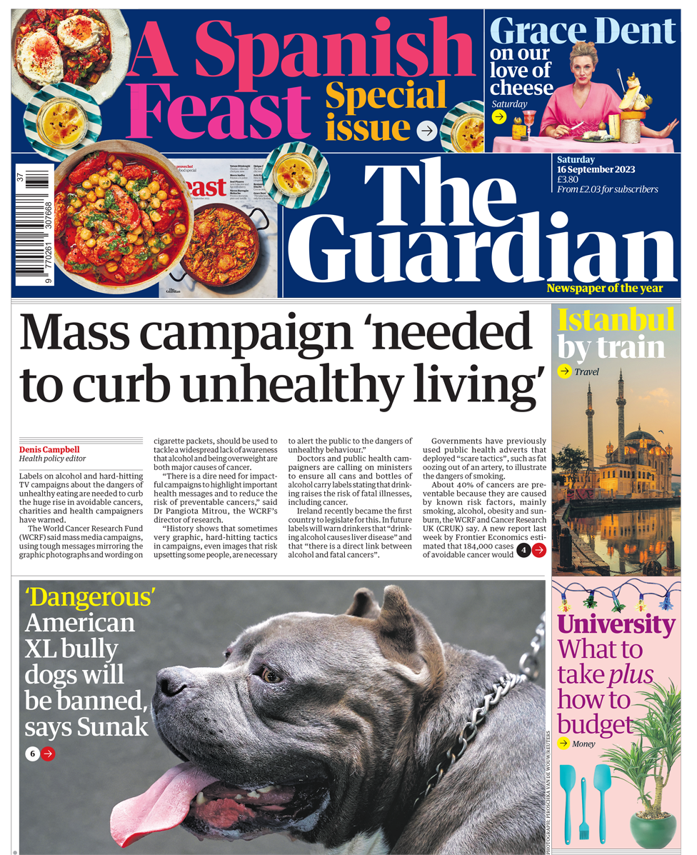 Newspaper headlines: XL bully ban and 'Murdoch team told Sunak not to ...