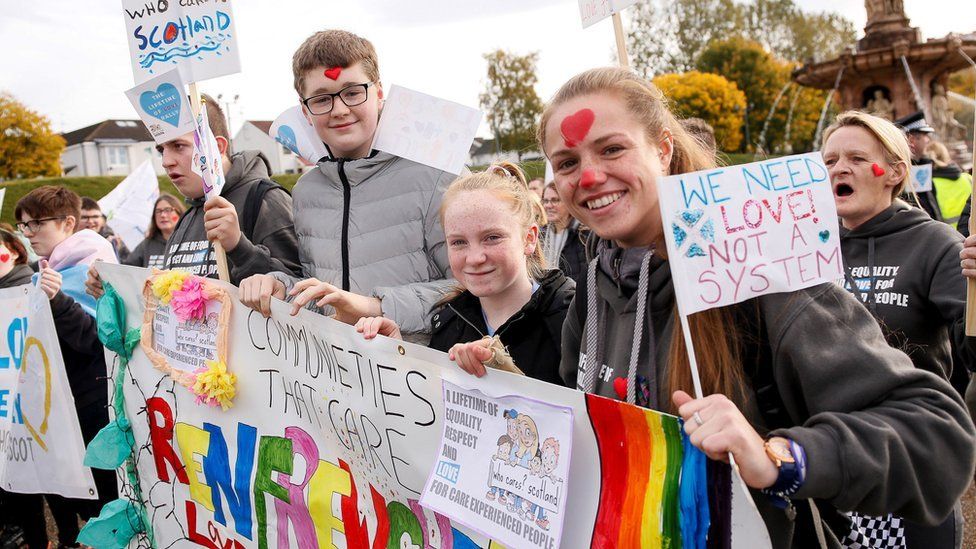 Glasgow 'Love Rally' for those who have experienced care - BBC News