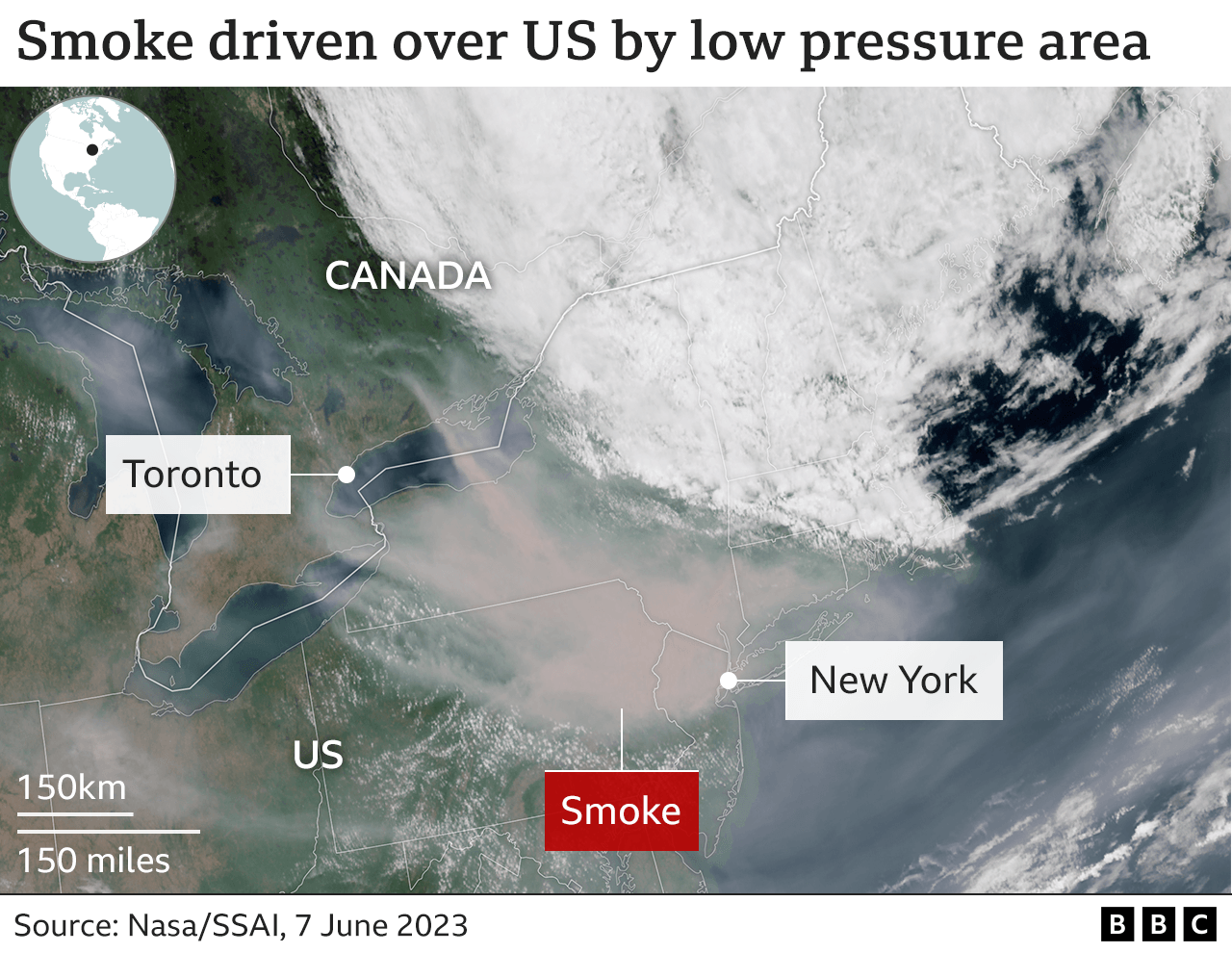 Canada wildfires: North America air quality alerts in maps and images ...