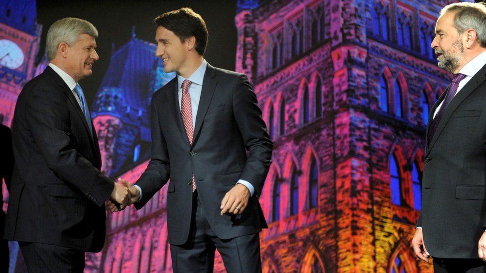Canadian leaders gone wild in three-way debate battle - BBC News