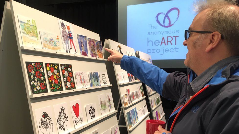 Anonymous celebrity art in Leeds set for charity auction - BBC News